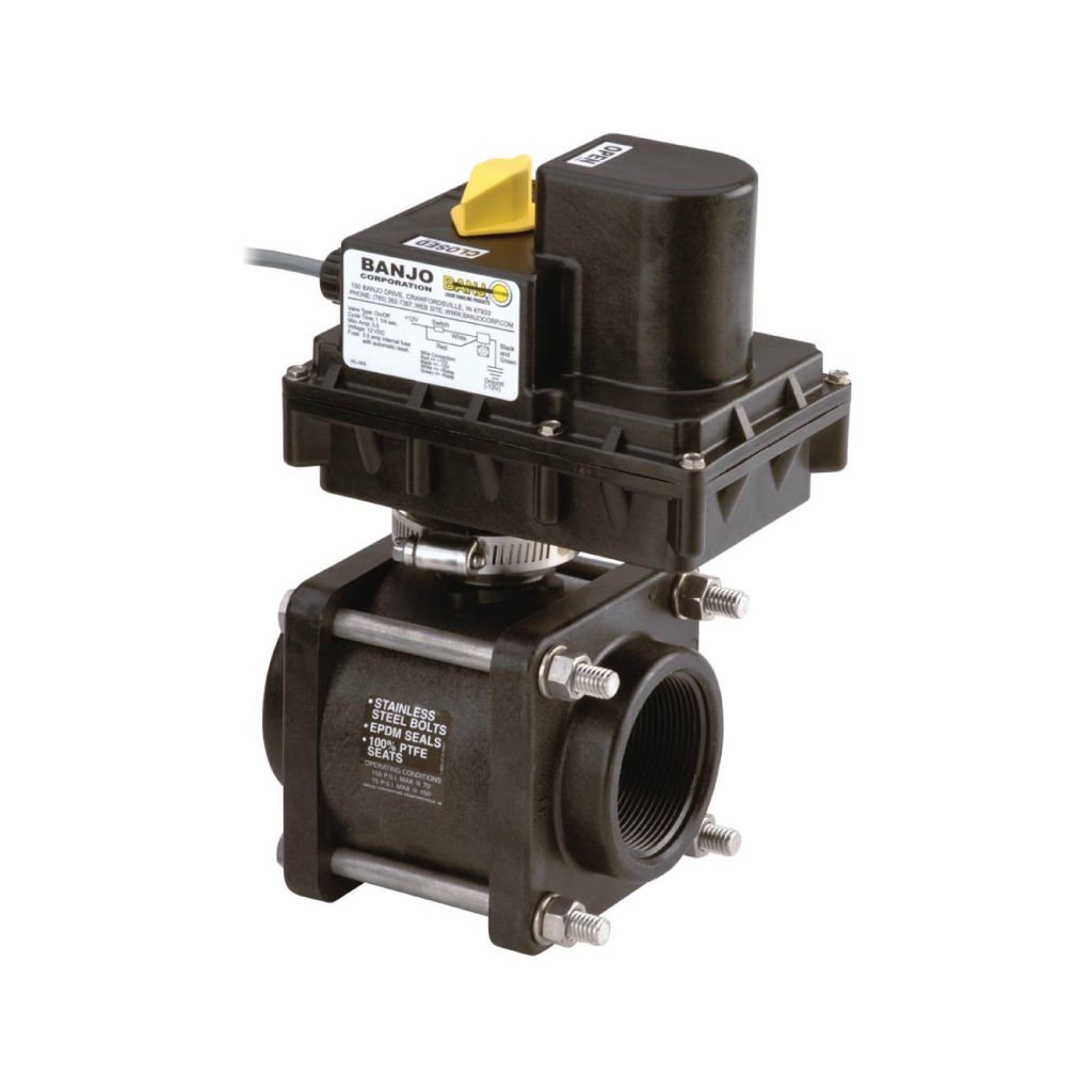 Polypropylene Electric 2 Way Ball Valve Threaded Female - Pompetech